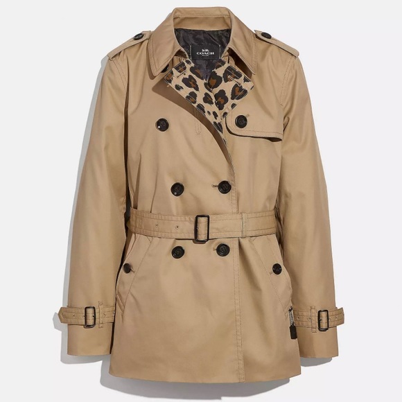 Coach | Jackets & Coats | Coach Leopard Print Short Trench | Poshmark
